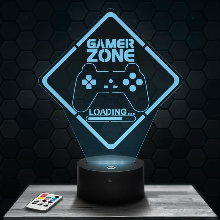 Lampe Gamer Zone Deco Chambre Garçon Lampe 3D Gamer Zone Objet Gaming ...