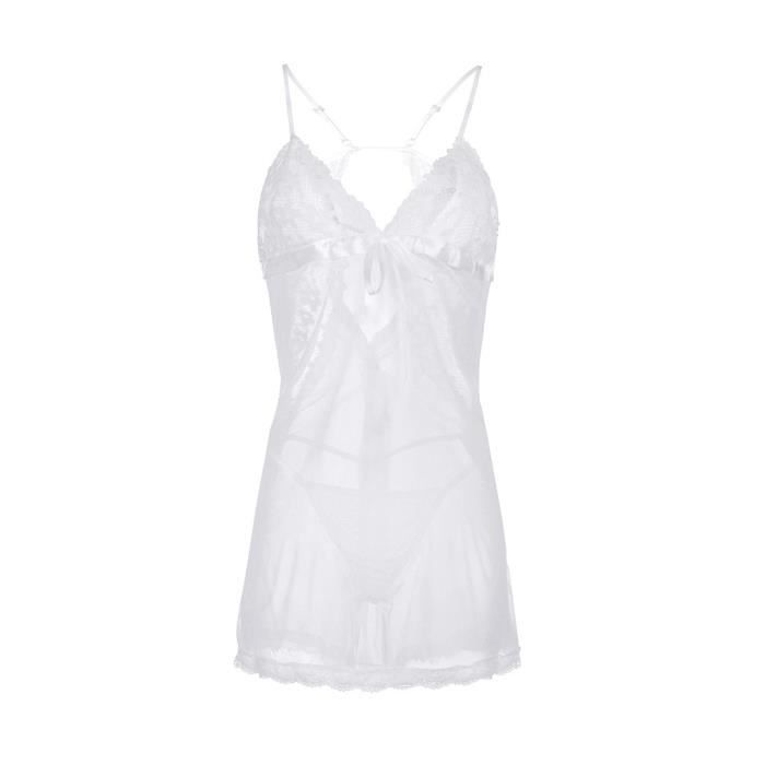 Femmes Sexy Lingerie Crotchless Babydoll Bodys Nightwear Temptation Sous-vêtements n39840 Blanc ...