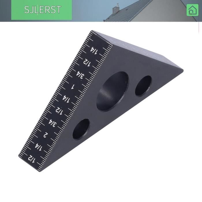 Sjlerst Règle Triangle en Aluminium 45 Degrés 15mm pour Menuiserie ...