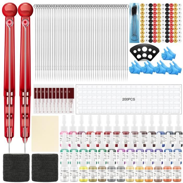 2pcs Hand Poke and Stick Kit Tatooine Tatouage à la Main et au Bâton en Alliage œillets de ...