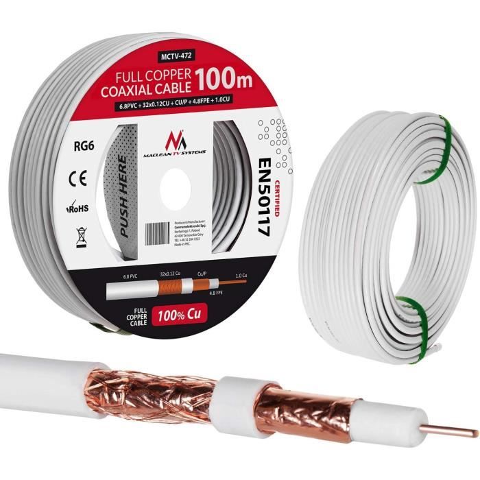 Mctv-472 Câble D'Antenne Câble Coaxial Rg6 Cuivre Pur 100% Cu Câble D ...