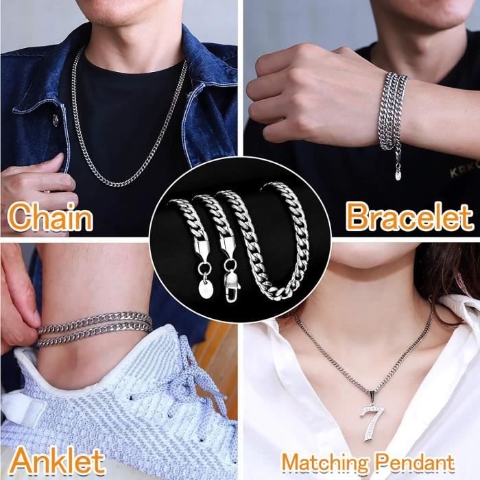 Krkc&Co Chaîne Plaqué 18K Or Pour Homme, Chaîne Cubaine Maille Fine En ...