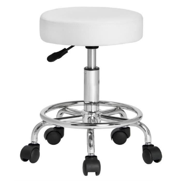 Tabouret à roulettes Siège rembourré pivotant rotatif 360 Hauteur ...