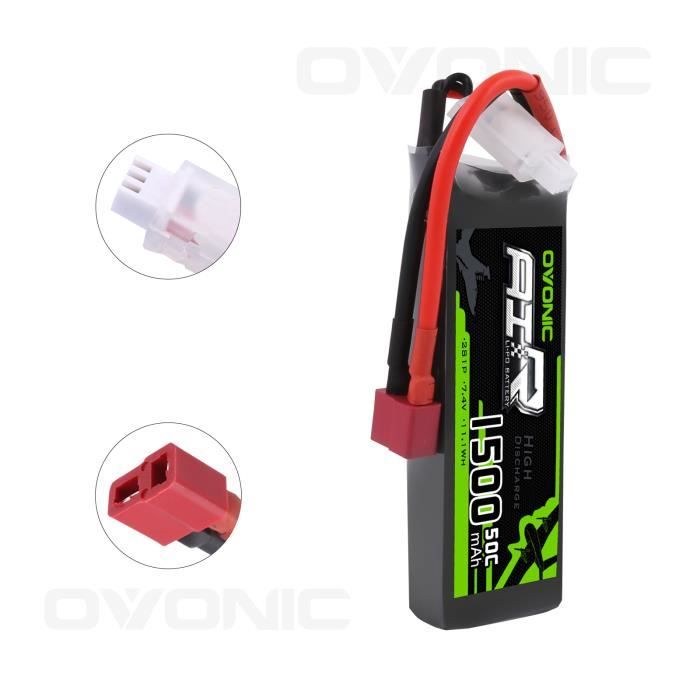 Batterie LiPo Ovonic 2S 1500mAh 50C 7.4V avec connecteur Deans T pour voiture télécommandée 1/14 ...