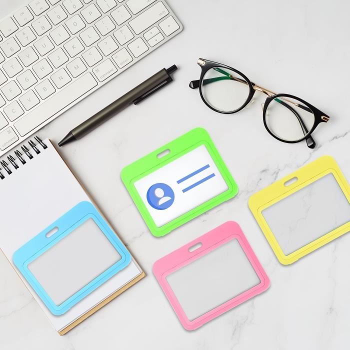 4Pcs Porte Badge D'Identité, Fenêtres Horizontales Double Face Porte ...