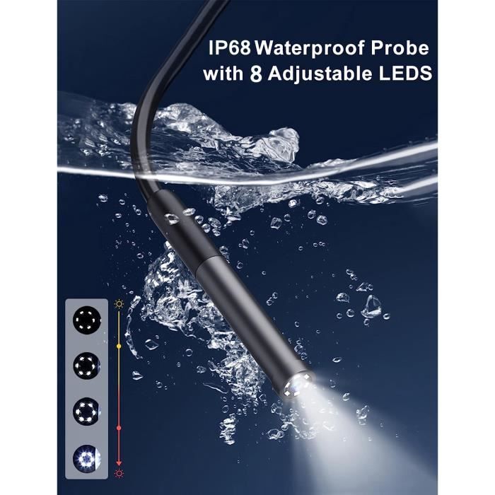 Caméra Endoscope WiFi Camera Endoscopique, Camera HD 1200P avec Lumière ...