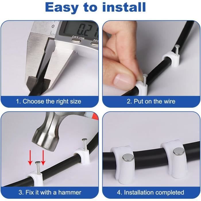 700 Pièces Cavalier Cable Electrique, Rond Cavaliers De Fixation, Blanc ...