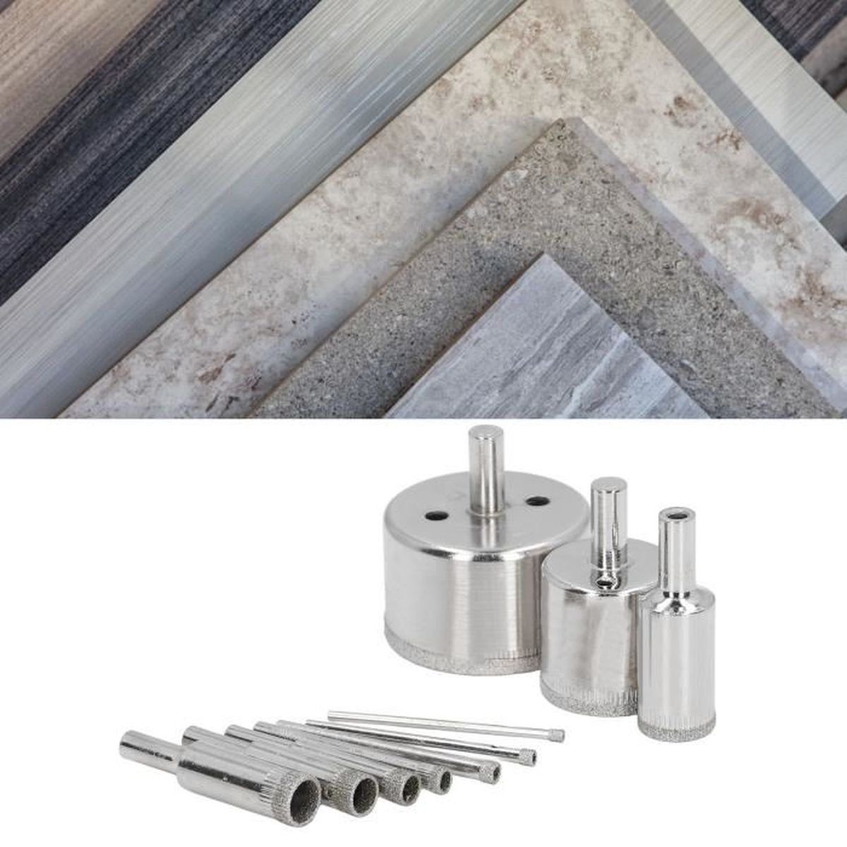 Forets à carrelage Foret en Céramique, 10 Forets Diamantés, 3-50 Mm ...