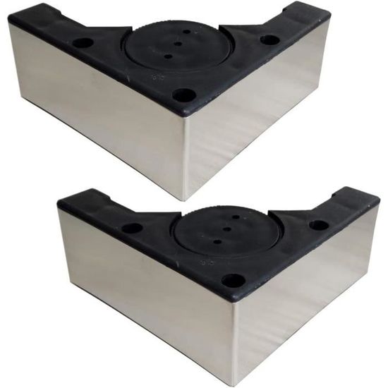 : 2x Pieds vérin de meuble réglable ajustable 120-120mm H50mm (Inox ...