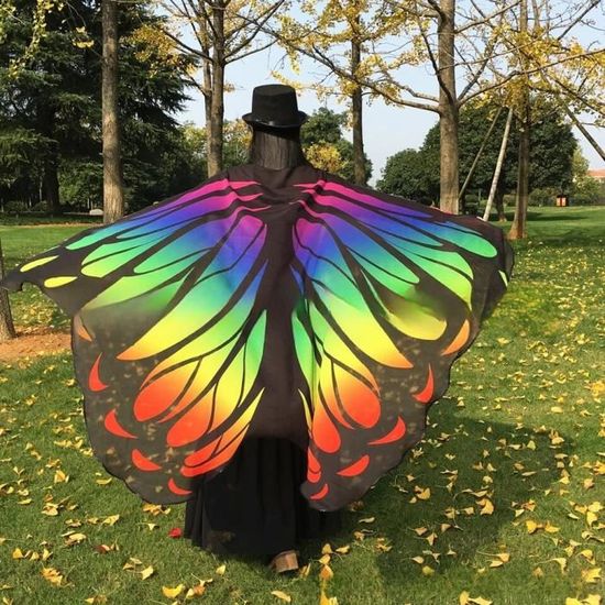 Papillon arc-en-ciel - 180x145cm - Cape papillon papillon pour femme ...