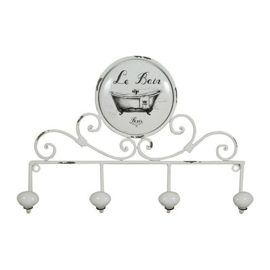 Cintre finition mural en fer forgé le Bain finition blanche patinée ...