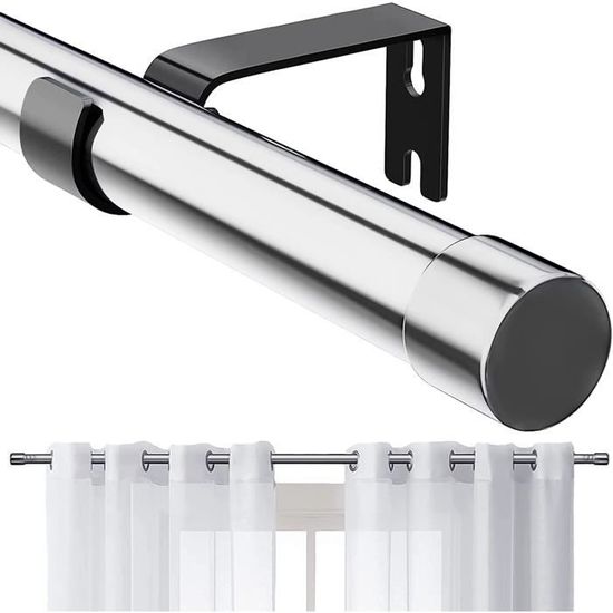 Tringle à Rideaux, 76-116cm Tringle à Rideau Extensible avec Boutons Cap avec Supports Ensemble ...