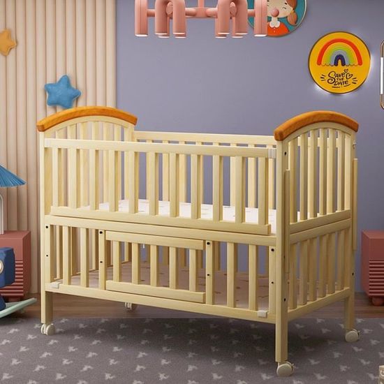 Lit bb barreaux volutif en placage MDF massif - Cdiscount Puériculture ...