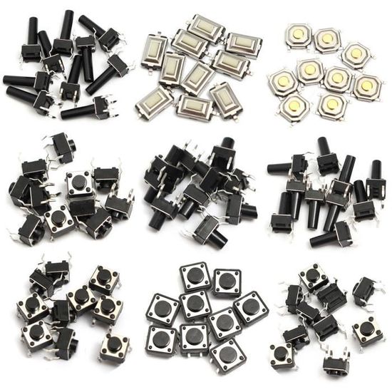140Pcs 14type Mini Tactile Boutons Poussoirs Micro Switch Interrupteur ... 140Pcs 14type Mini Tactile Boutons Poussoirs Micro Switch Interrupteur ...