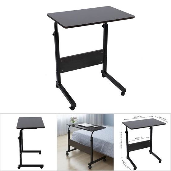 TMISHION Table de Lit à Roulette，Table d'appoint avec Roulettes Hauteur ...