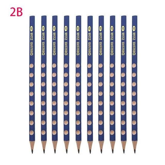 CRAYON GRAPHITE,2B--Crayon en bois à rainure triangulaire 2B-HB, 10 ...