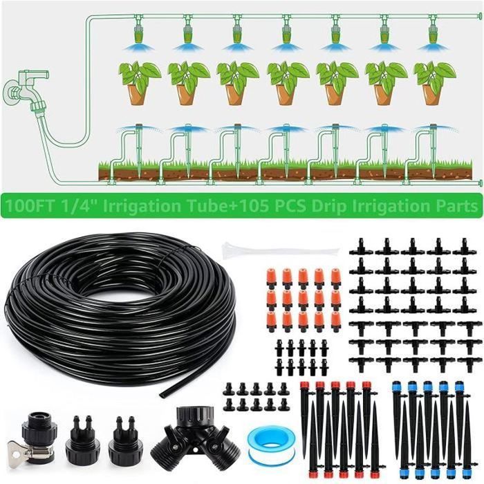 KIT COMPLET D'ARROSAGE 116pcs Micro Irrigation Goutte à Goutte Kit Arrosage Automatique 30M ...