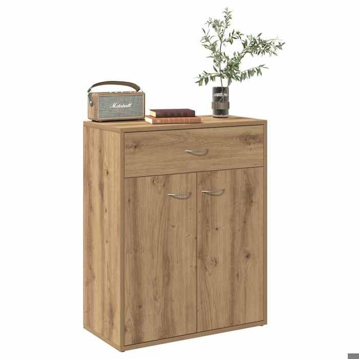 Brun Buffet de rangement - SOLOMOON - Commode salon - chêne artisanal ...