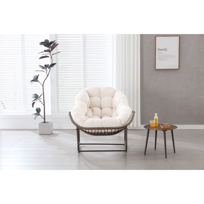 Fauteuil à bascule œuf osier surdimensionné intérieur extérieur coussin ...