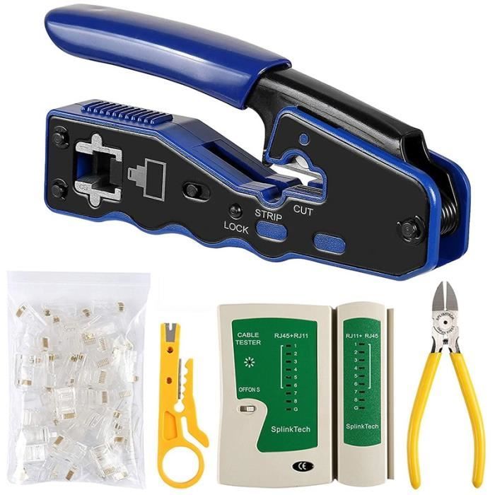 Testeur de câbles réseau Lan RJ45, outil de sertissage passage ...