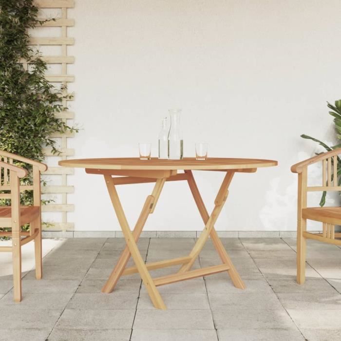 RAI Table pliable de jardin Ø 120x75 cm bois massif de teck 10698 ...