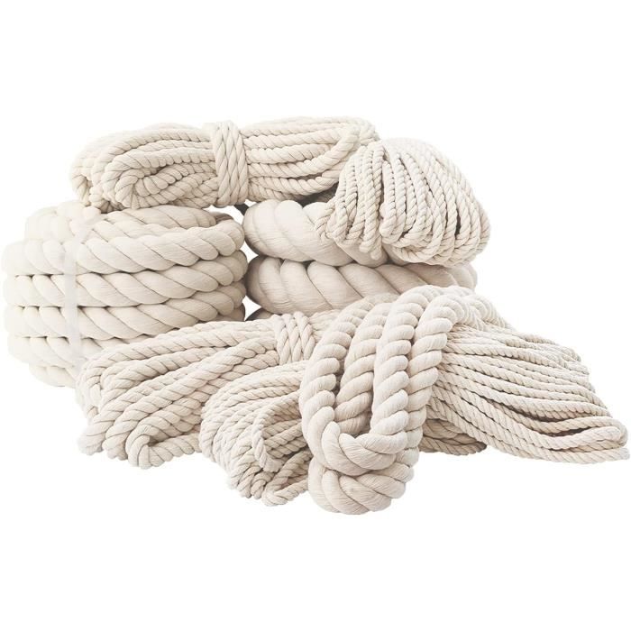 Corde Macramé, Corde Épaisse Grosse Corde En Coton Tressée,10Mm X 15M ...