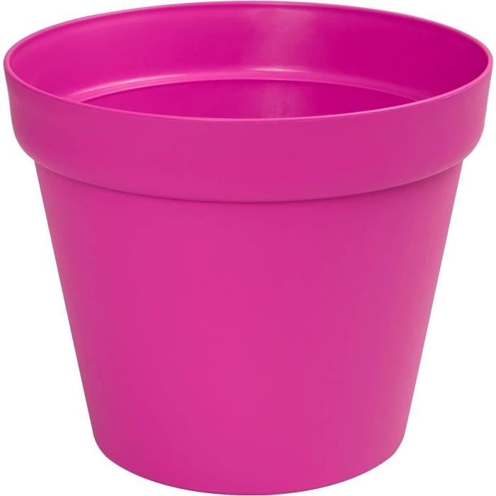 Pot De Fleurs Rond En Plastique - Diamètre : 45 Cm - Violet - Rebord De ...