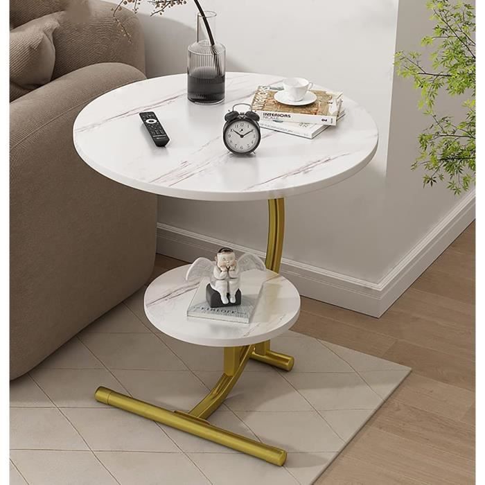 Deluxe Table Basse En Marbre Double Couche Ronde Table Latérale Moderne ...