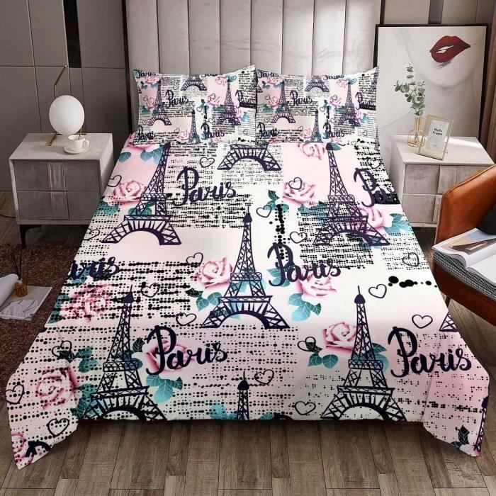 Tour Eiffel Parure Housse De Couette Chic Paris Thème Parure De Lit ...