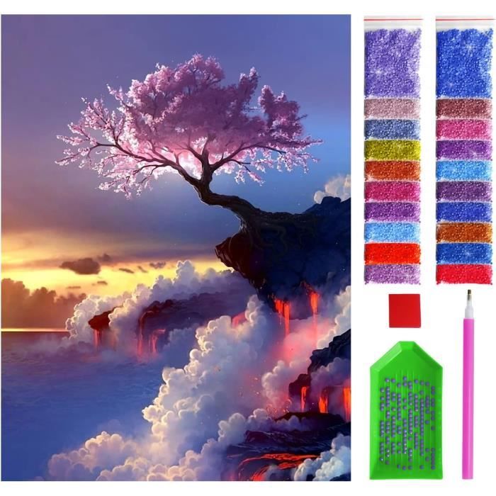 Diamond Painting - Falaise Avec Un Arbre En Fleurs - 30X40 Cm 5D ...