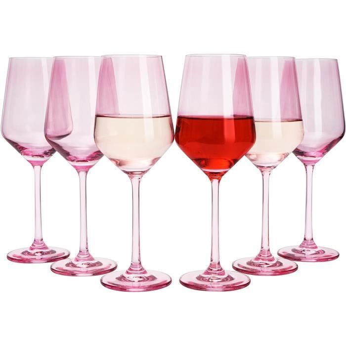 Lot De 6 Verres À Vin Rose – Verres À Vin Colorés – Verres À Vin En ...