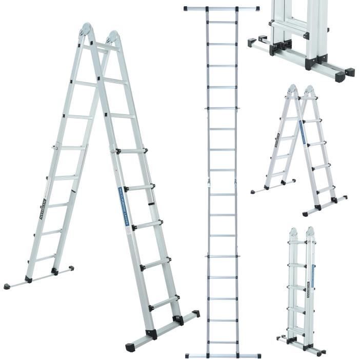 Echelle de 555cm Aluminium Telescopique Extensible avec Stabilisateur ...