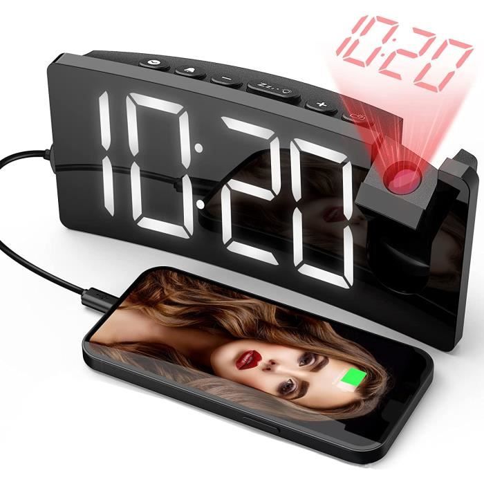 Réveil Projection Plafond avec Fonction Mémoire, Réveil Numérique ...