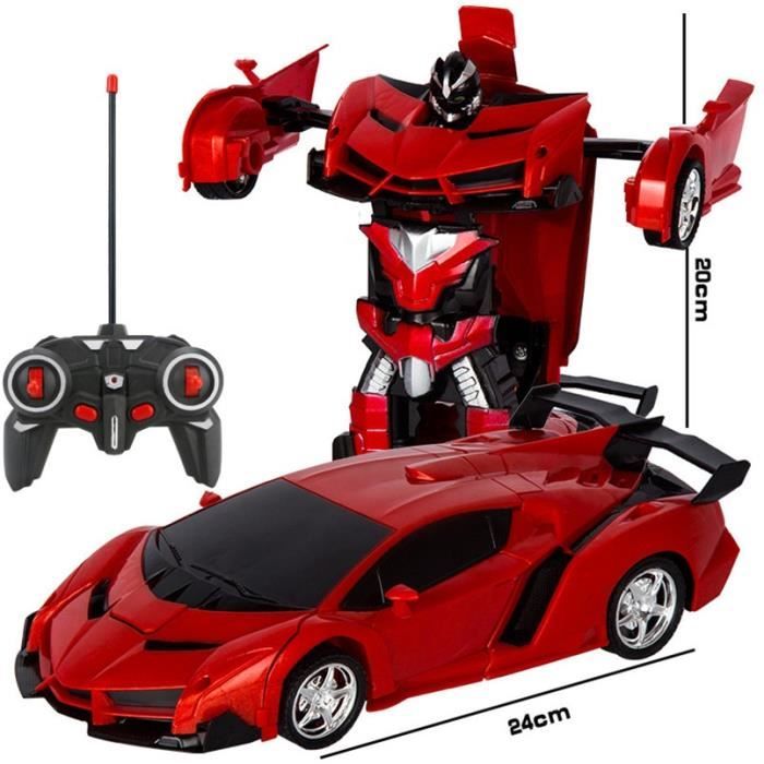 Voiture télécommandée rouge transformable en robot pour enfant - Jouet électrique 2 en 1 ...