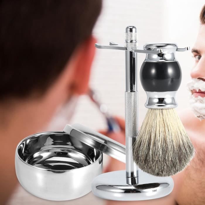 Rainbowin Kit de rasage 3 en 1 avec support de brosse et bol de savon ...