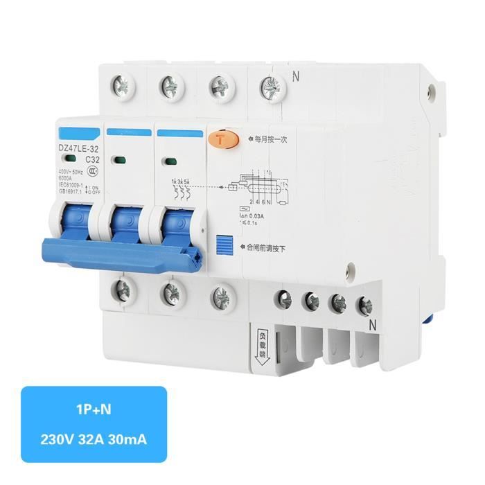 MOH-Disjoncteur de courant résiduel DZ47LE-32 RCCB Disjoncteur différentiel de courant 3P+N C32 ...