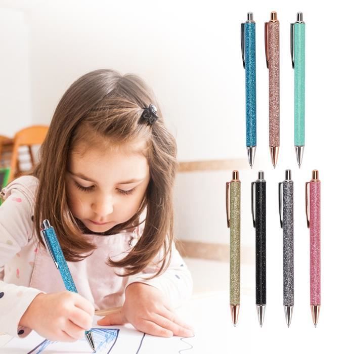 Stylos d'écriture à paillettes noires - DUOKON - 7 pièces - Bille ...