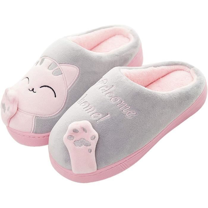 CHAUSSON - PANTOUFLE - BABOUCHE Chaussons Maison Femme Mignon Dessin ...