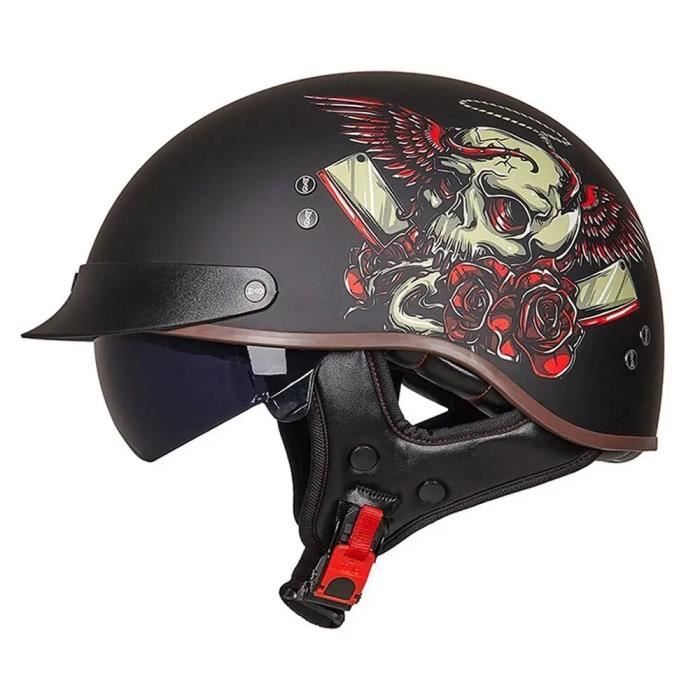 Casque de Moto Rétro avec Certification DOT,Vintage,Allemand,Demi ...