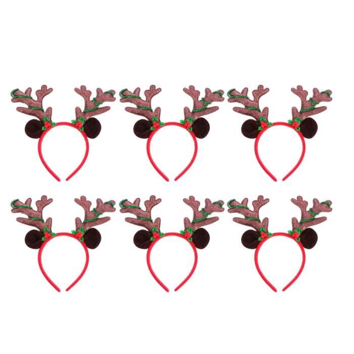 6 pièces coiffure noël Cosplay bois allument cheveux cerceau chapeaux ...