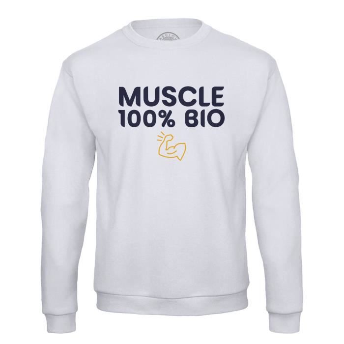 Sweat-shirt Homme Fabulous - Muscle 100% Bio - Fitness Workout Blanc ...