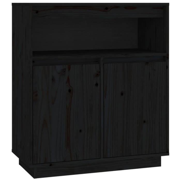 Buffet bas en bois massif de pin noir - SALUTUYA - BD47264 - Porte(s ...