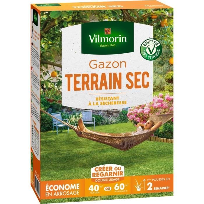 Vilmorin 4460514 Gazon Terrain Sec, Vert, 1 kg27 - Cdiscount Jardin