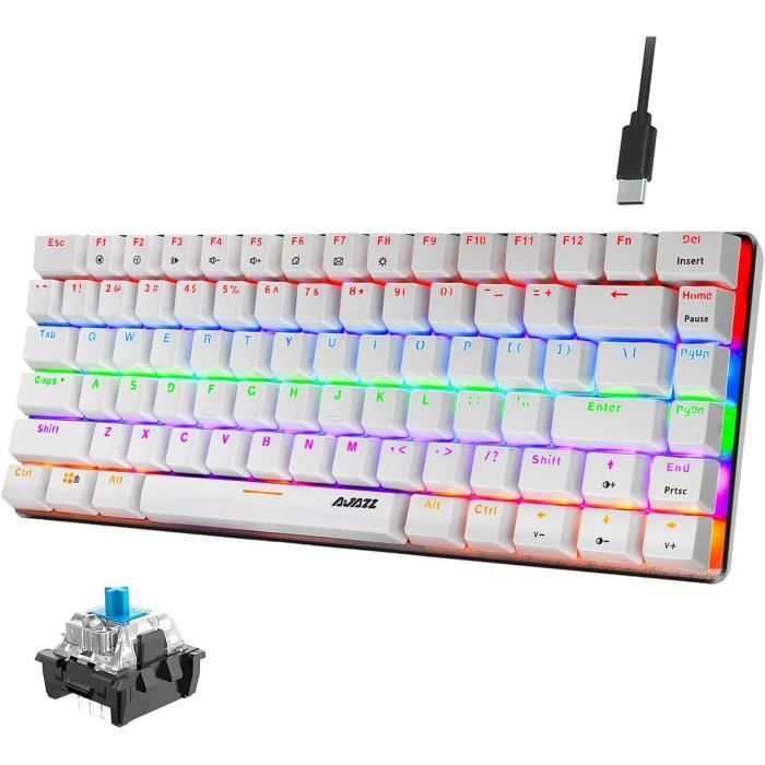 Clavier Mécanique, Ak33 Rainbow Led Rétroéclairé Par Câble Usb Clavier ...