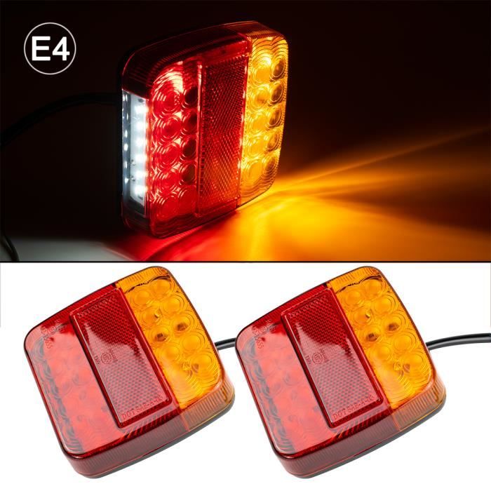 XUKEY - 2x LED Feux arrière indicateur d’arrêt feux rouge avec jaune ...