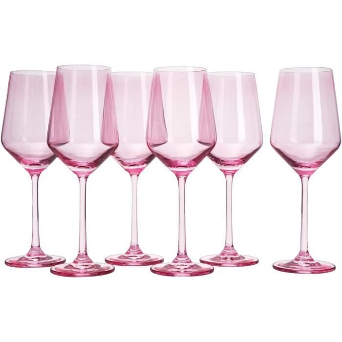 Lot De 6 Verres À Vin Rose – Verres À Vin Colorés – Verres À Vin En ...