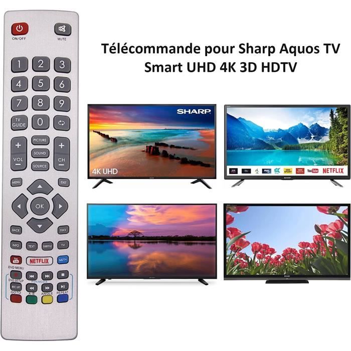 Remplacement Télécommande Sharp Aquos SHW-RMC-0115 pour telecommande TV ...