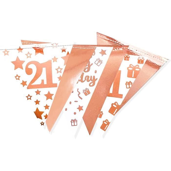 12M-40Ft Or Rose 21e Fanion Anniversaire Happy Birthday Décorations ...