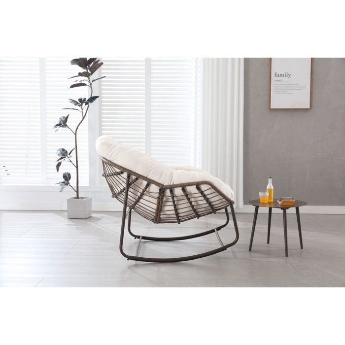 Fauteuil à bascule œuf osier surdimensionné intérieur extérieur coussin ...
