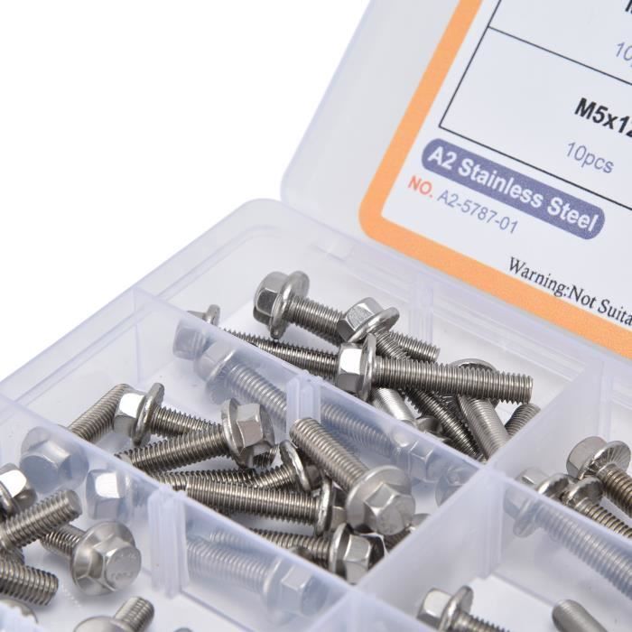 Kit d'assortiment de boulons M5 - QQMORA - 70 pièces en acier ...